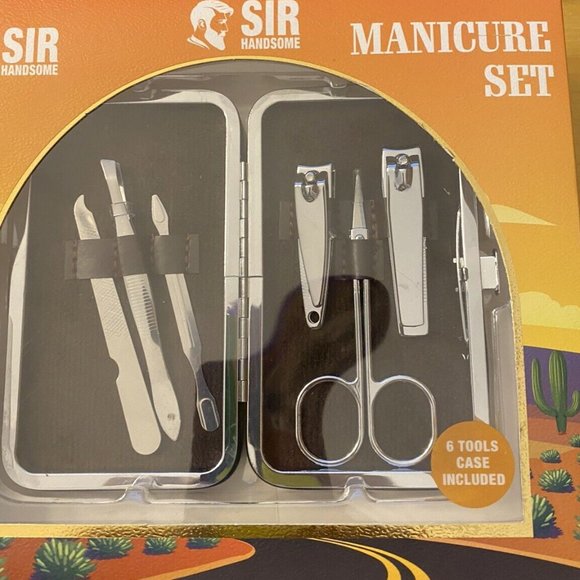 SIR HANDSOME | Grooming | Sir Handsome Manicure Set 6 Pcs In Brown Case ...